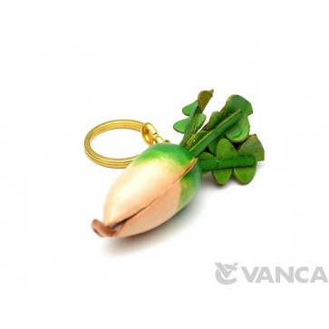 Daikon Radish Leather Keychain(L)