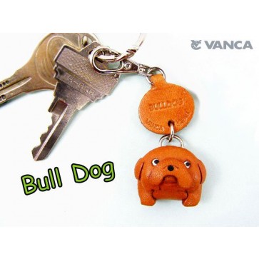 Bulldog Leather Dog Keychain