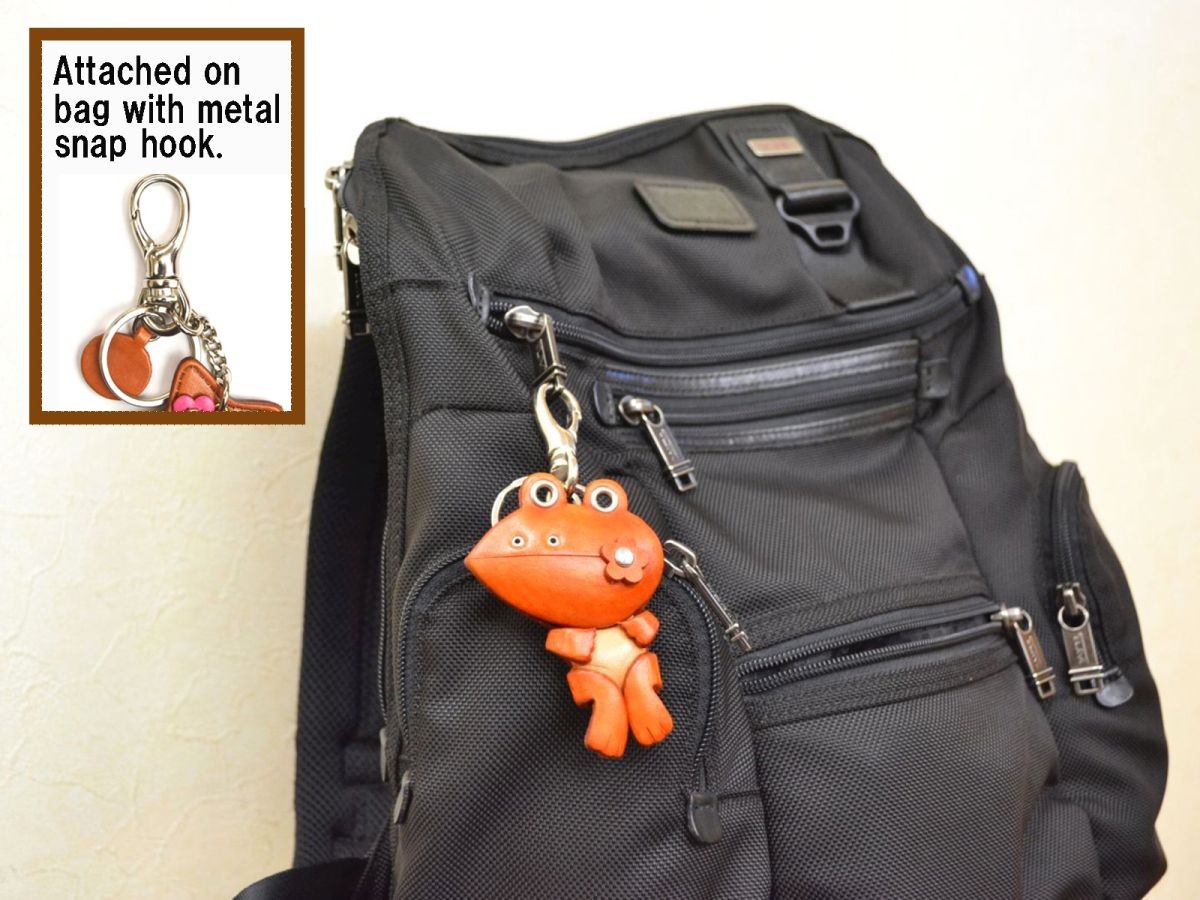 Frog Handmade Leather Animal Keychain Bag Charm
