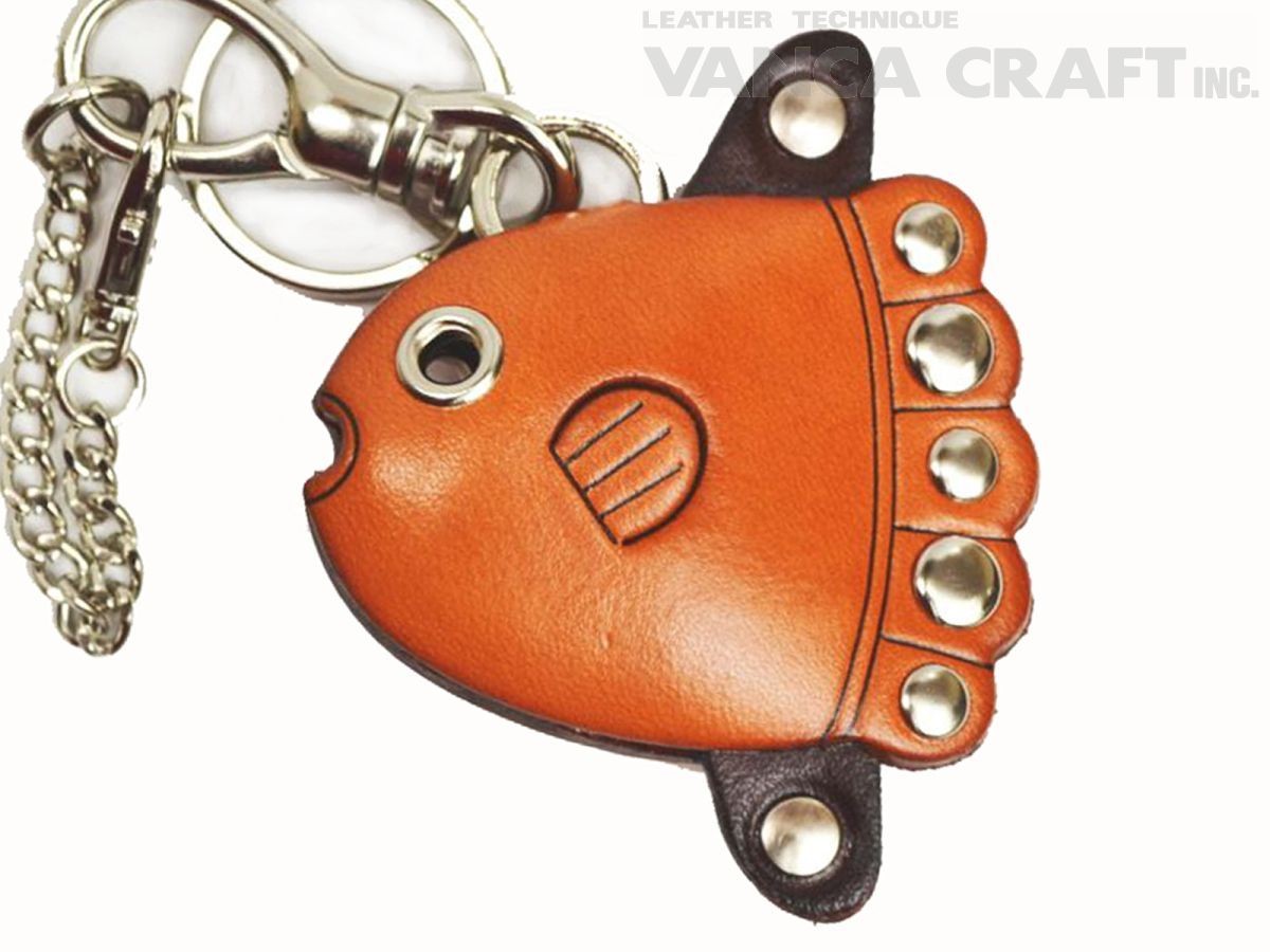 Sun Fish Handmade Leather Sun Fish/Fish Keychain Bag Charm