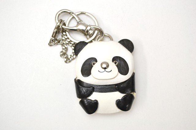 Panda Handmade Leather Cat/Animal Keychain Bag Charm