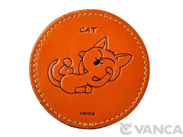 Leather Coaster Cat