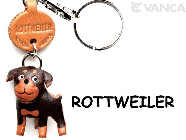 Rottweiler Leather Dog Keychain