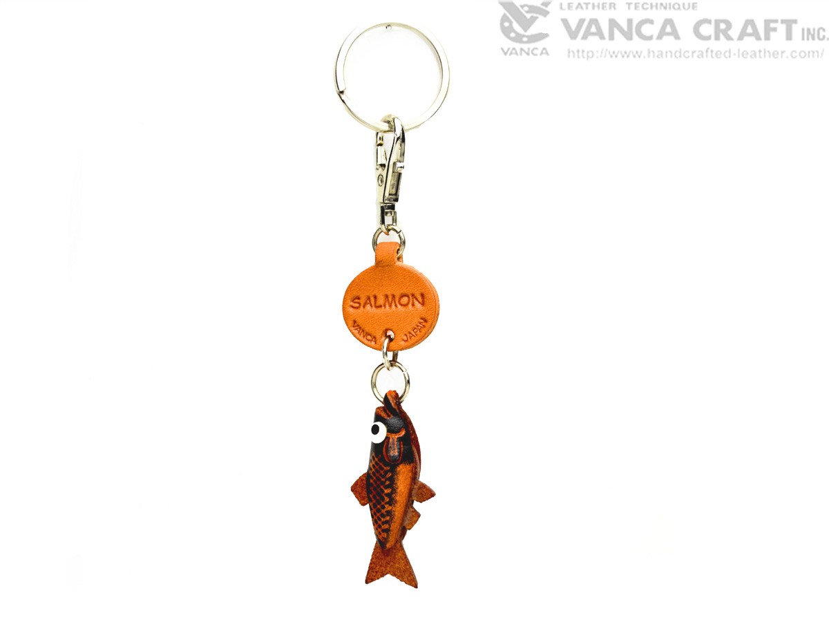 Salmon Japanese Leather Keychains Fish