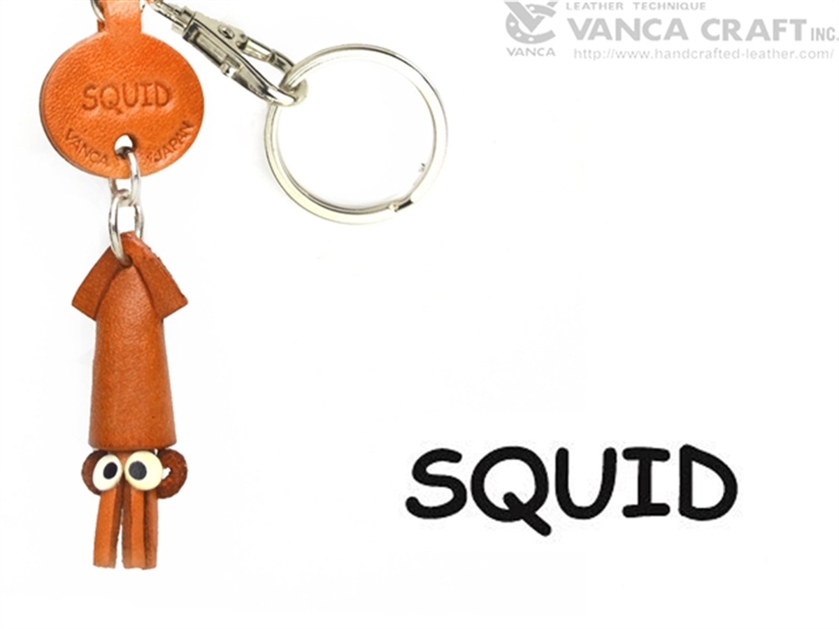 Squid Japanese Leather Keychains Fish