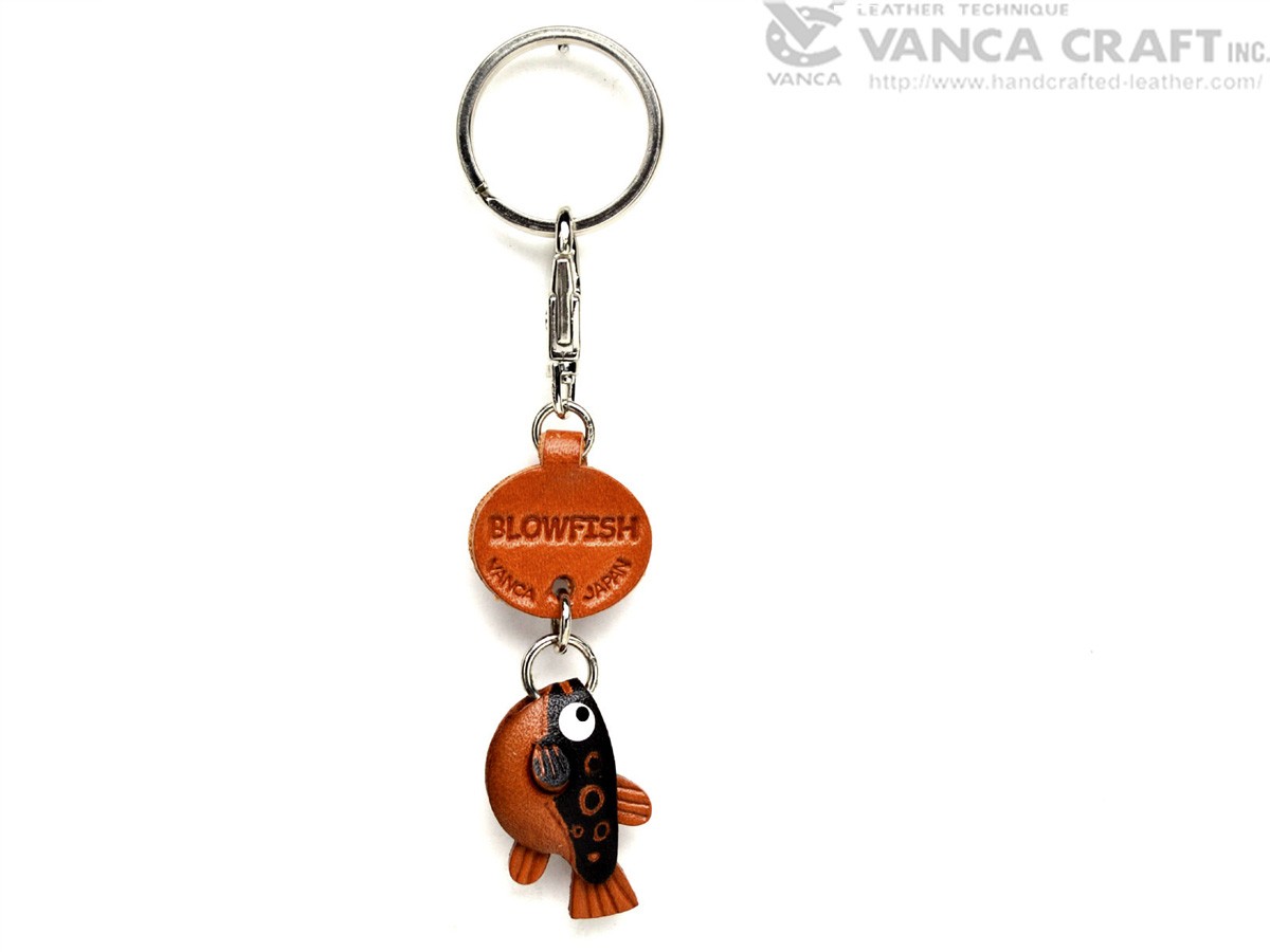 Globe/Blow/Puffer Fish Japanese Leather Keychains Fish