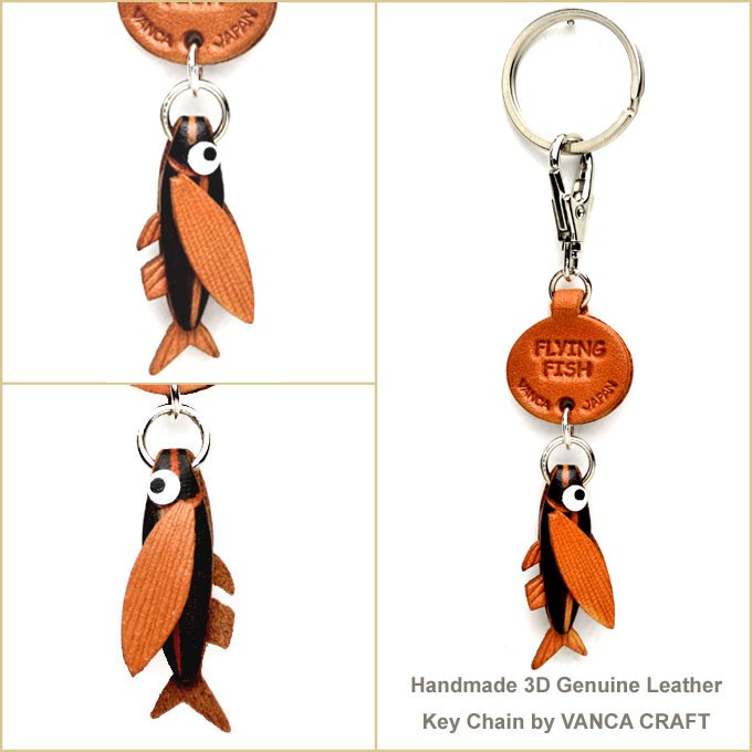 Flying fish Japanese Leather Keychains Fish