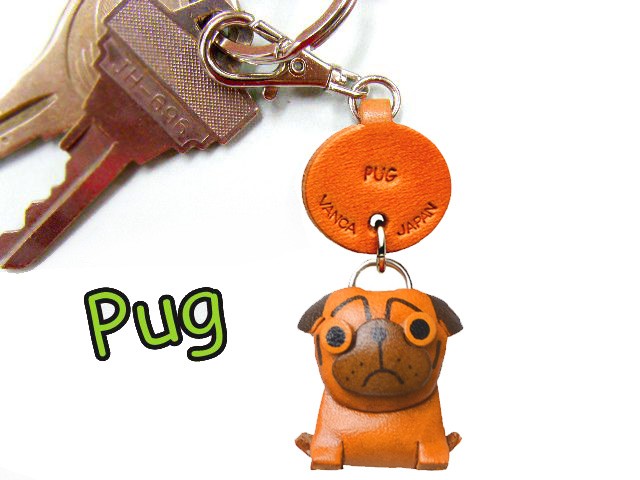 Pug Leather Dog Keychain